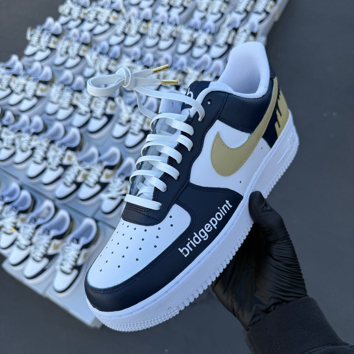 Custom Painted Nike AF1s for Bridgepoint Investment Bank – B Street Shoes