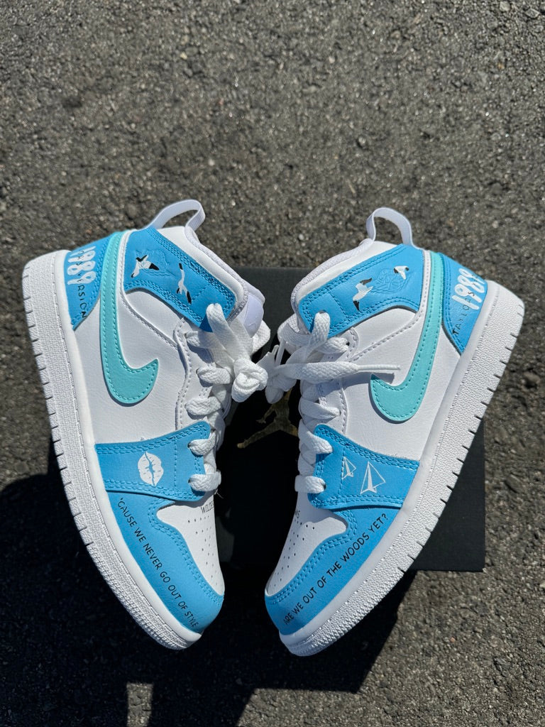White Jordan 1 Mid - 4.5w - Custom Order - Full Invoice – B Street Shoes