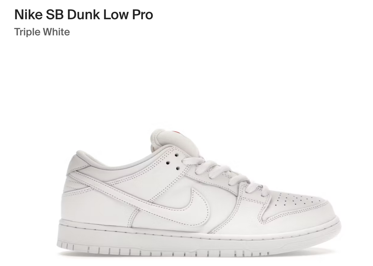 Triple White Nike Dunks - 10m - Custom Order - Invoice 1 of 2 [#173326 ...