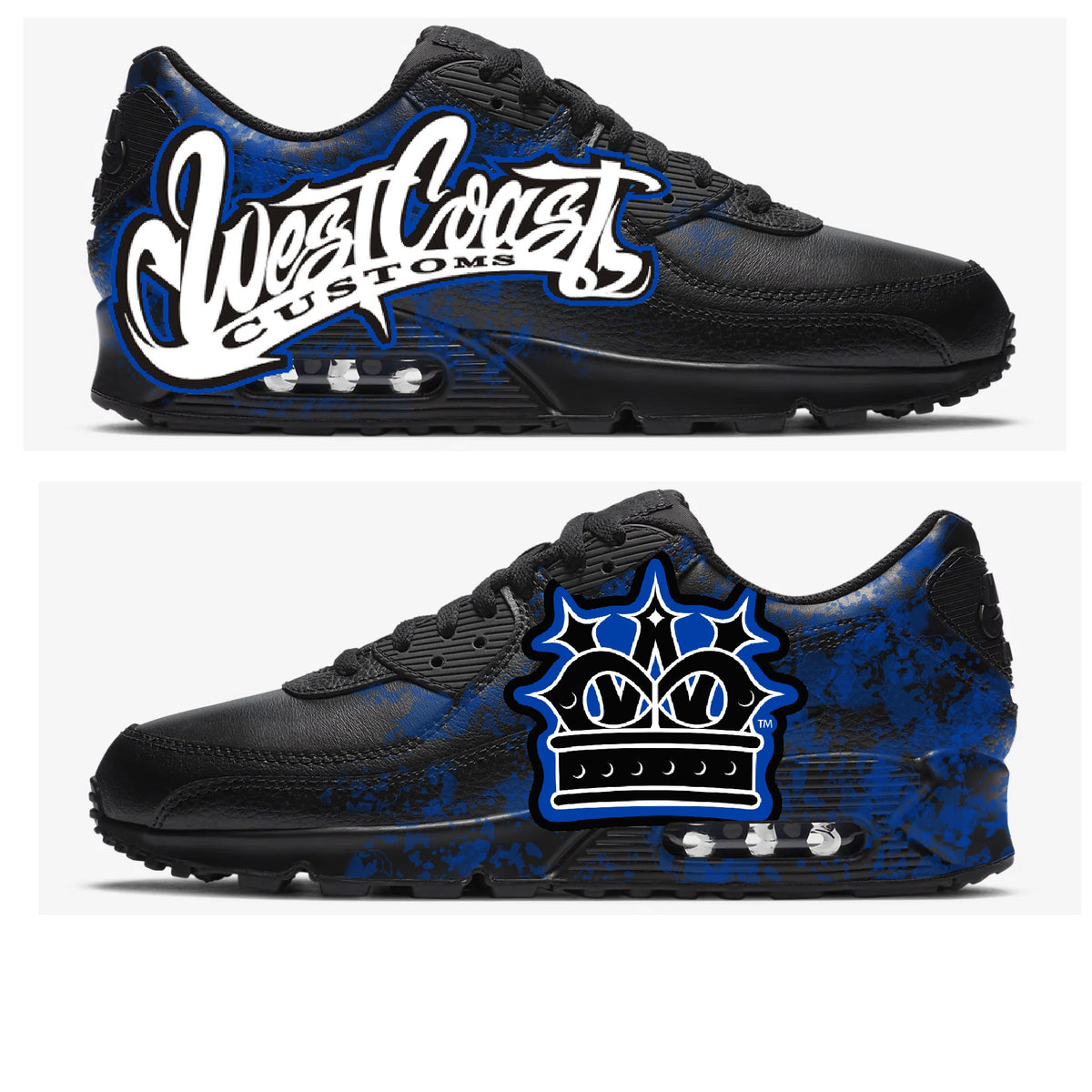 US Men's Men's size 9.5 Black Leather Nike AM90s - Custom Order for Al ...