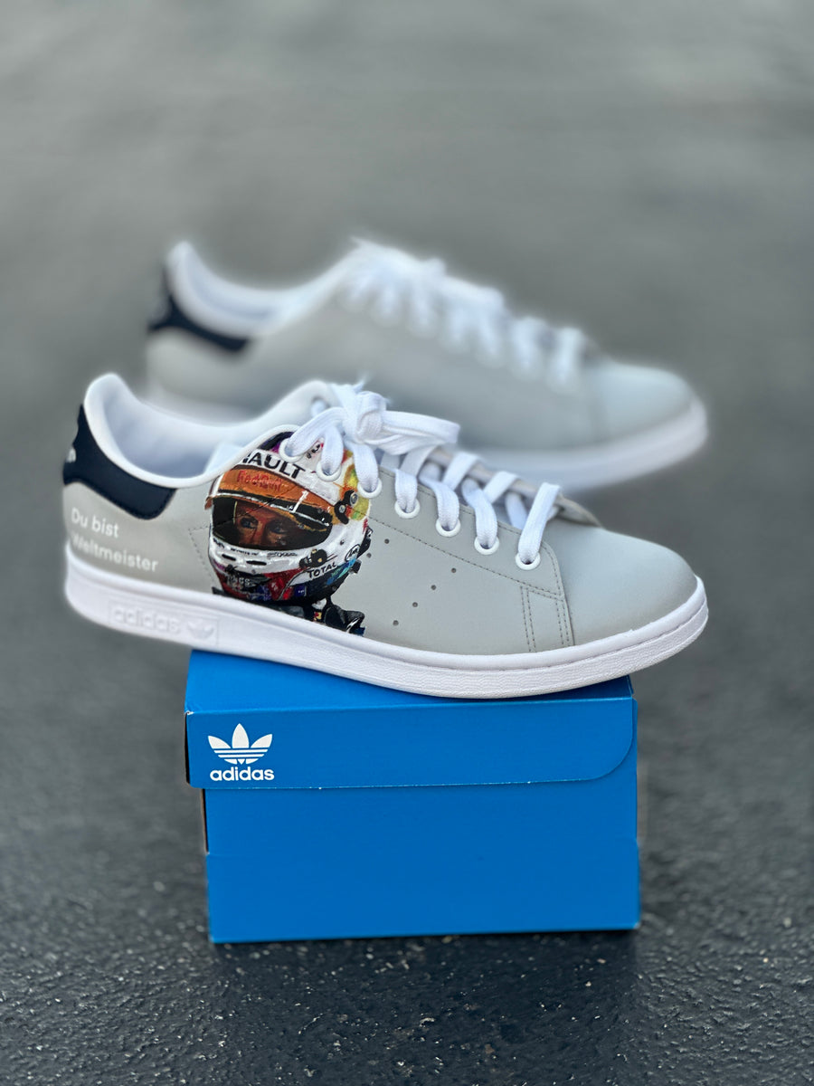 Adidas Stan Smiths ( Core White/Dark Blue ) - Men's size 8.5 -Custom O ...