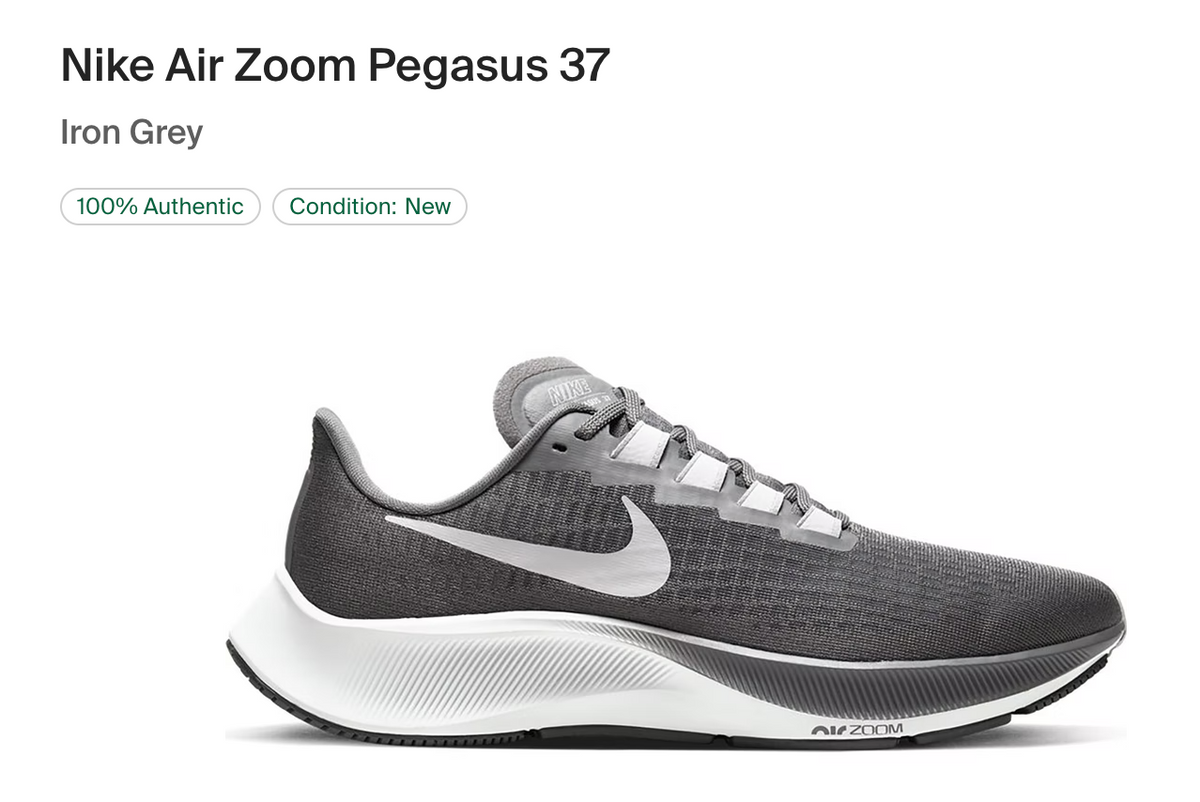 Nike Pegasus 37 Iron Gray - 12 Mens - Custom Order - Invoice 1 of 2 – B ...