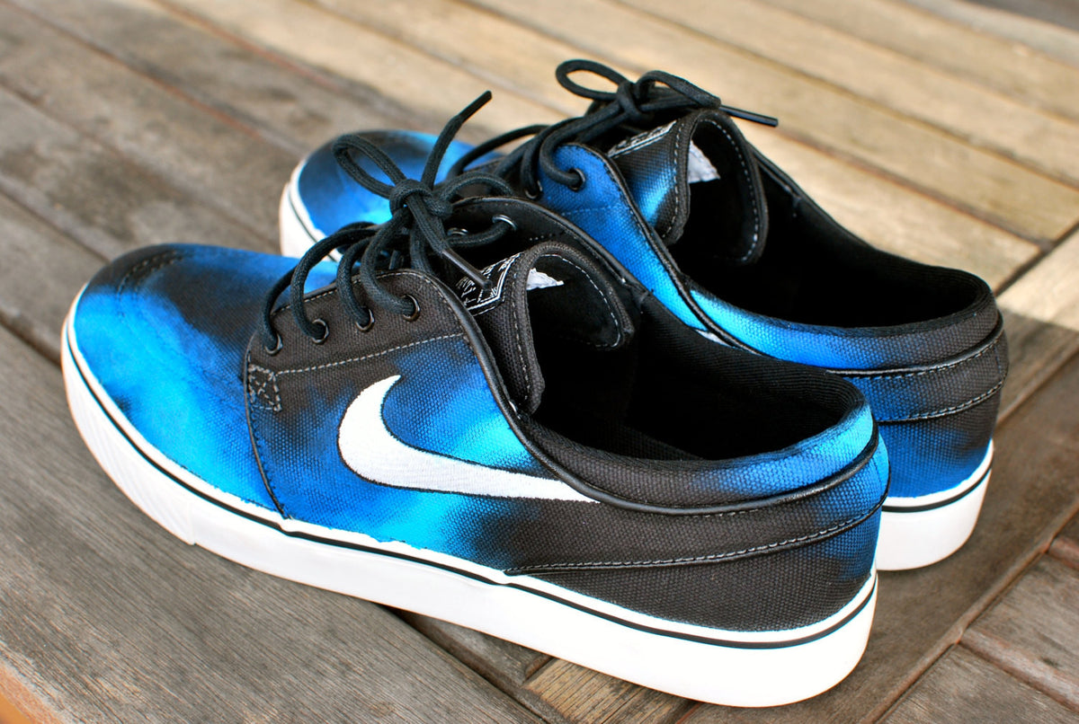 Hand painted Blue Smoke Nike Stefan Janoski Skate Shoes – B Street Shoes